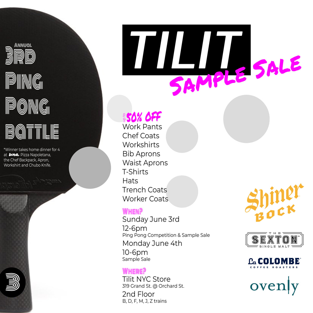 Annual Sample Sale and Chef Ping Pong Competition – Tilit