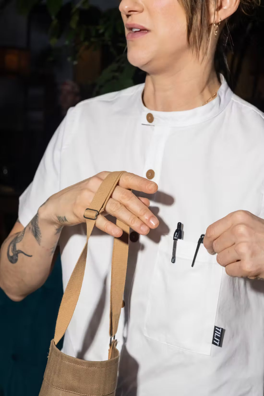 Women's Chef Work Shirt with Signature Apron Tab - TILIT NYC